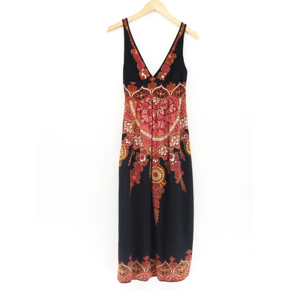 Angie | Dresses | Angie Boho Paisley Maxi Dress Black Red Halter ...